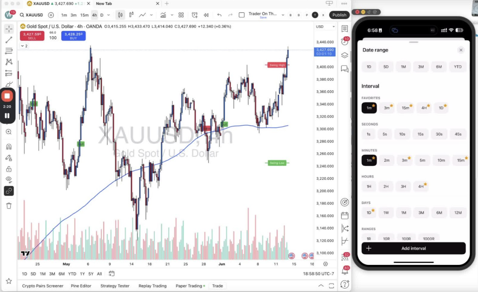 Step 9. Changing Time Frames in TradingView - Trader ON-THE-GO