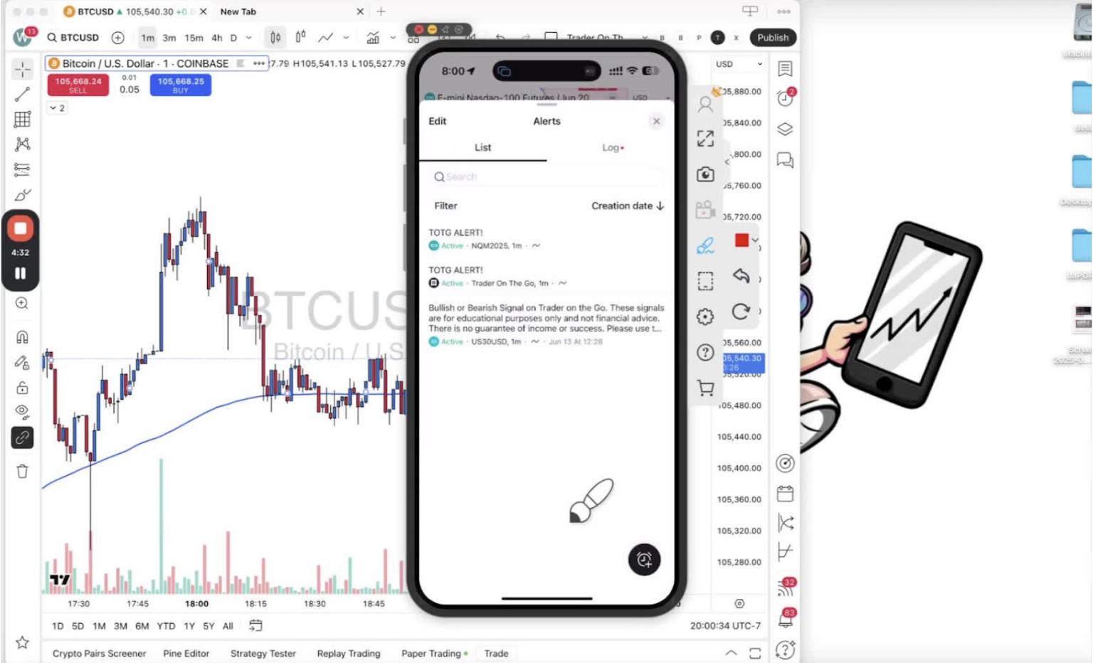 Step 18. Setting Alerts on Mobile TradingView Application - Trader ON-THE-GO